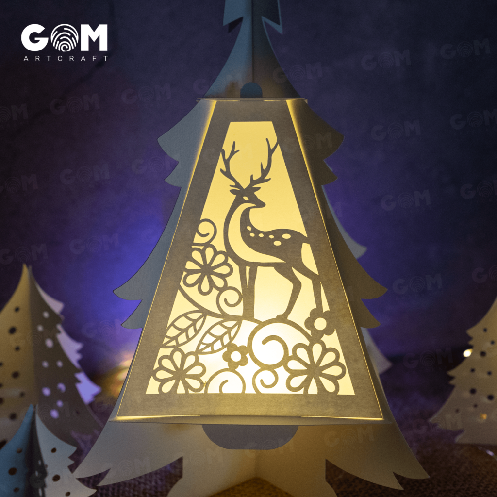 Pack 3 Christmas Tree Lantern SVG – Christmas Lantern Template – DIY ...