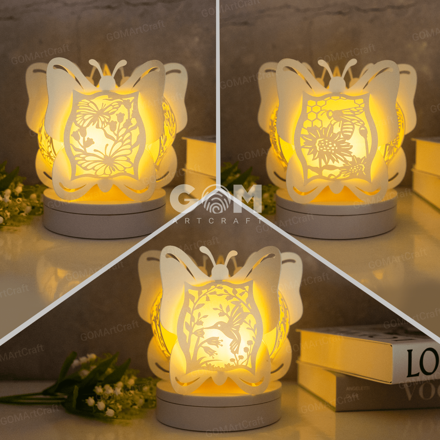 Combo 3 Insect Lantern Template – Paper Cut – Lantern Bee, Butterfly ...
