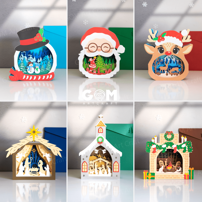 Set 3 Christmas Vase Pop-up Card, Reindeer Pop-up Card, Christmas Socks ...